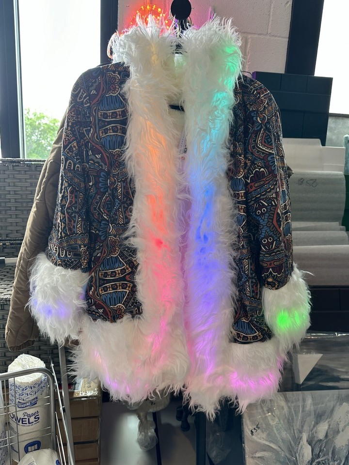 LED Light Fur Coat – LED Clothing Cloak Rave Clothes for Women SIZE S ...