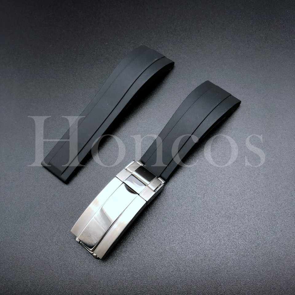 20 21 22MM Replacement Rubber Strap Deployment Clasp Fits Rolex ...
