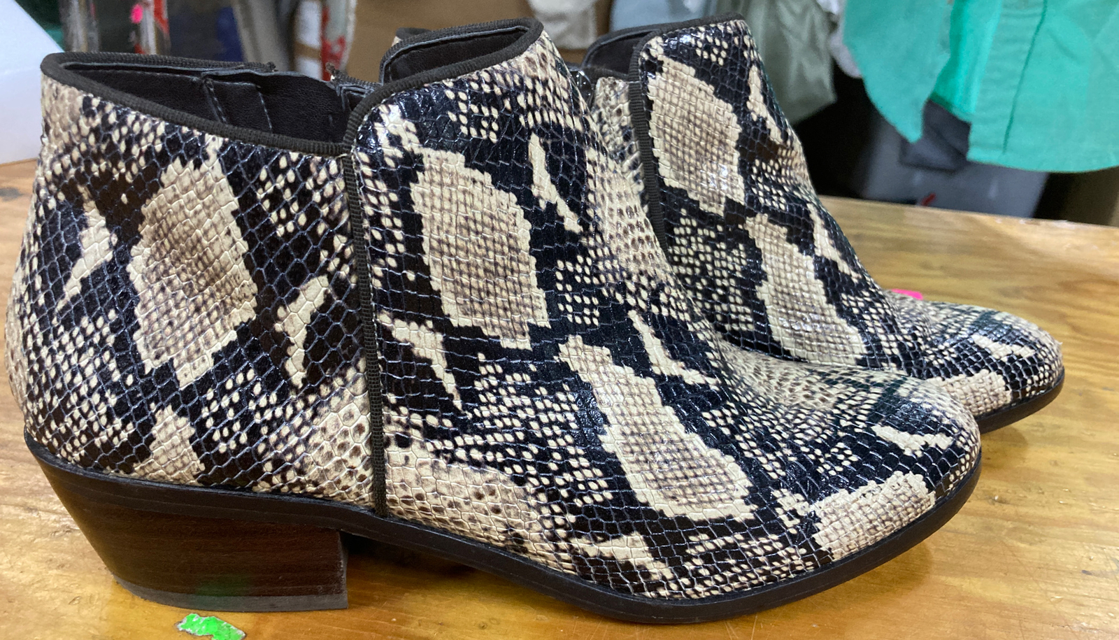 Sam Edelman Womens Petty Python Snake Embossed Leather Ankle Boots 6.5M ...