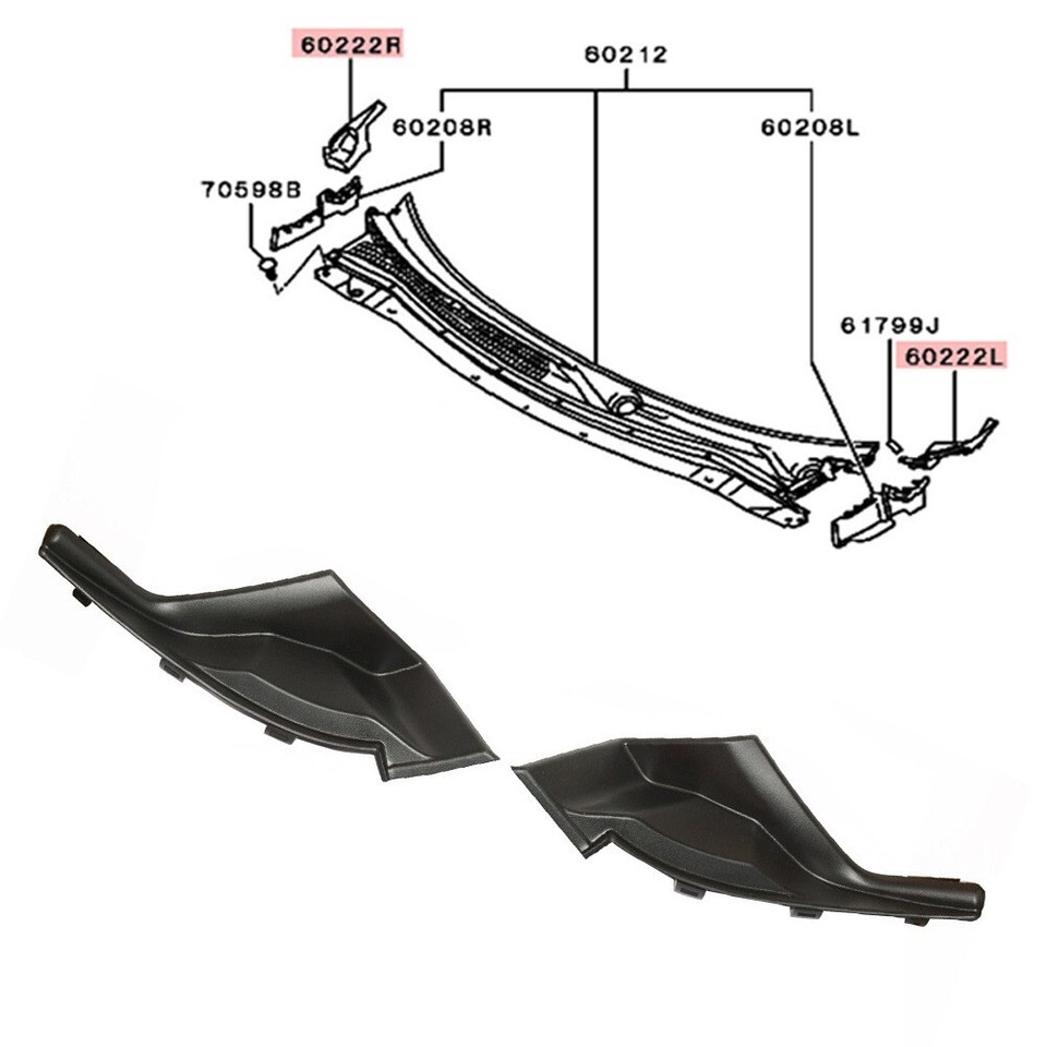 1Pair Front Windshield Wrap Corner Trim Cover For Outlander 2013-21 ...