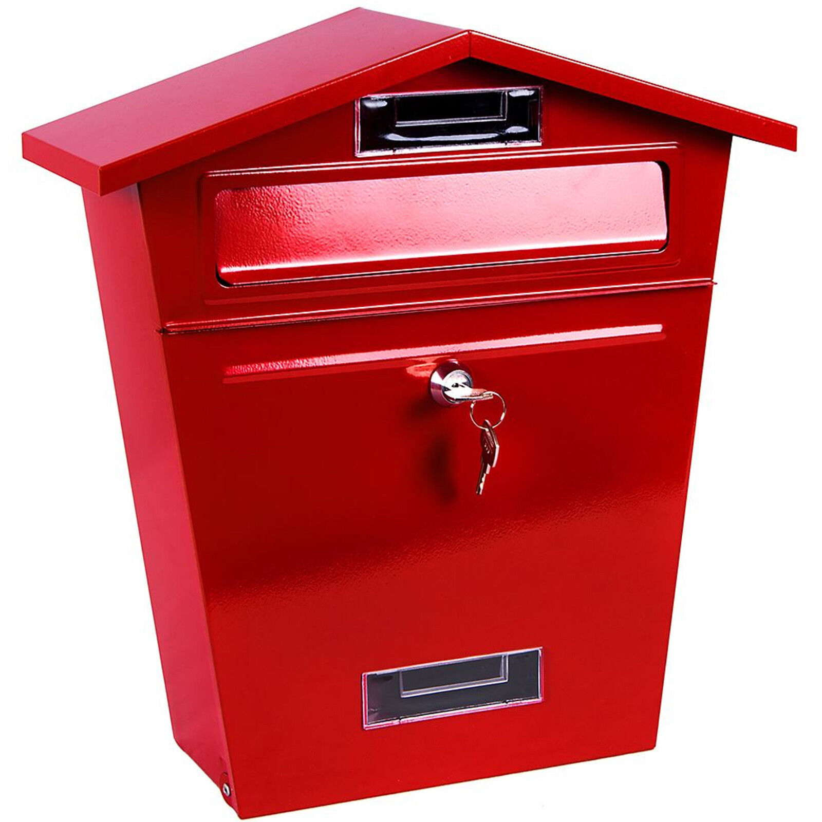 NEW LARGE STEEL POST BOX POSTBOX LOCKABLE OUTSIDE LETTER MAIL WALL ...