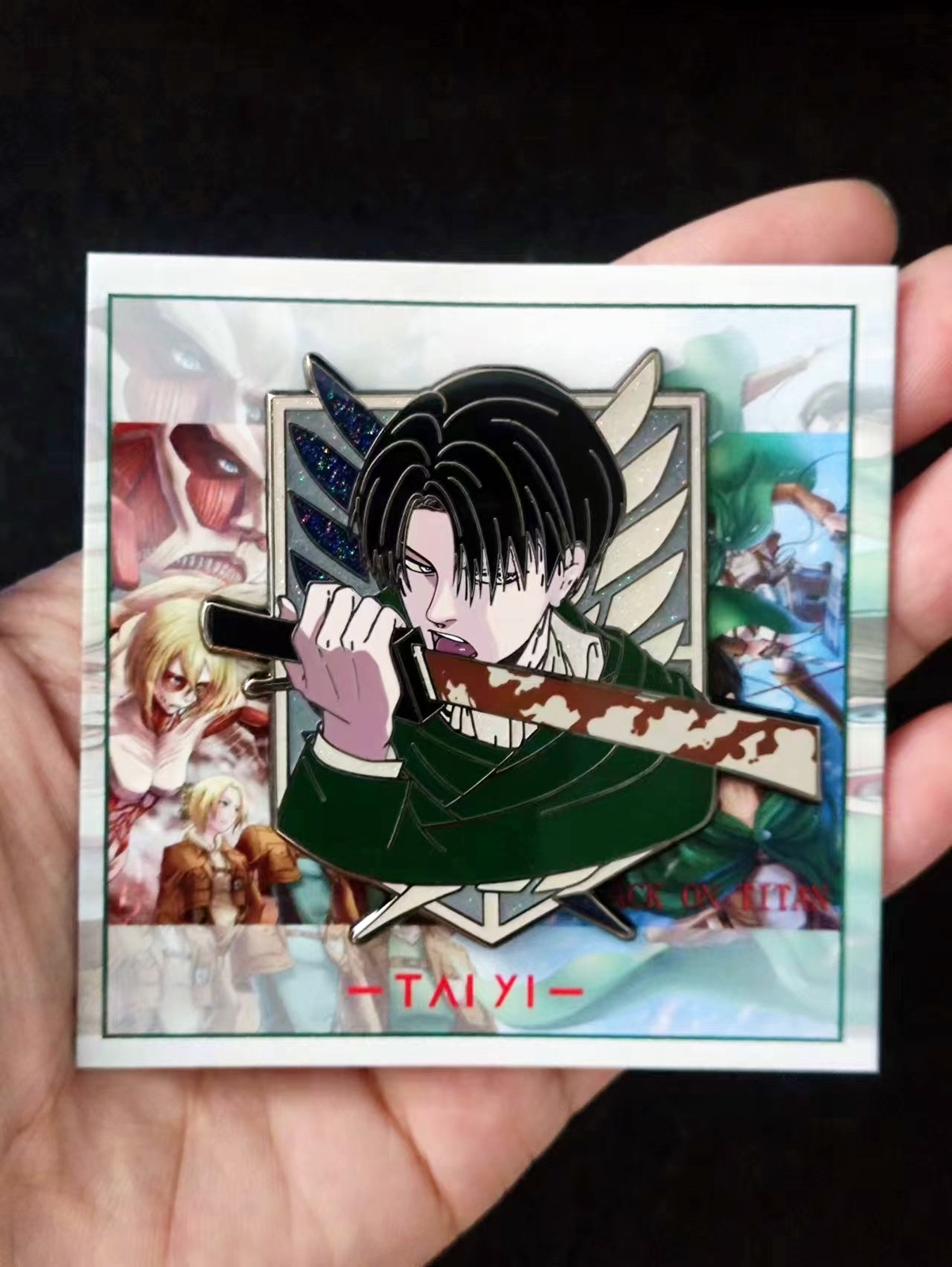 Glitter! Attack on Titan Eren Yaeger Enamel Lapel Pin Metal Badge ...