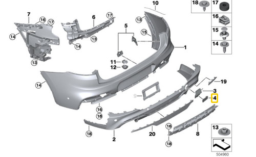 NEW BMW X4 G02 M REAR CENTER GRILLE TRIM 51128089504 ORIGINAL | eBay