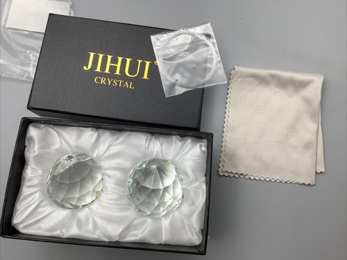 JIHUI Clear Glass Crystal Ball Prism Pendant Suncatcher 40mm Pack of 2 ...