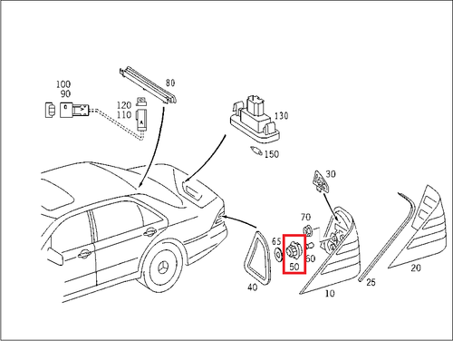NEW GENUINE MERCEDES BENZ E CLASS W210 S CLASS W220 REAR BULB HOLDER ...