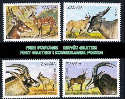 ZAMBIA 1992 ANIMALS / ANTELOPES SC#574-77 mnh ** postfrisch 💲FREE ...