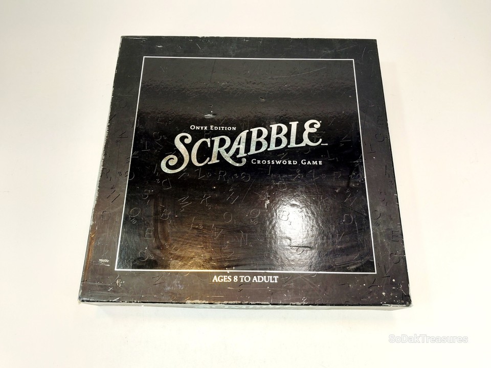 Scrabble Word Game "Onyx Edition" Rotating Gameboard Black Tiles 100% ...