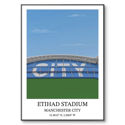 Etihad Stadium Poster, Manchester City Poster, Man City Football, A4 ...