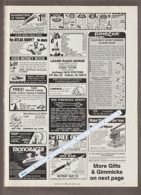 1986 Ads~MONORACER GAME~PINECAR/Pinewood Derby CAR~Calculator Watch ...