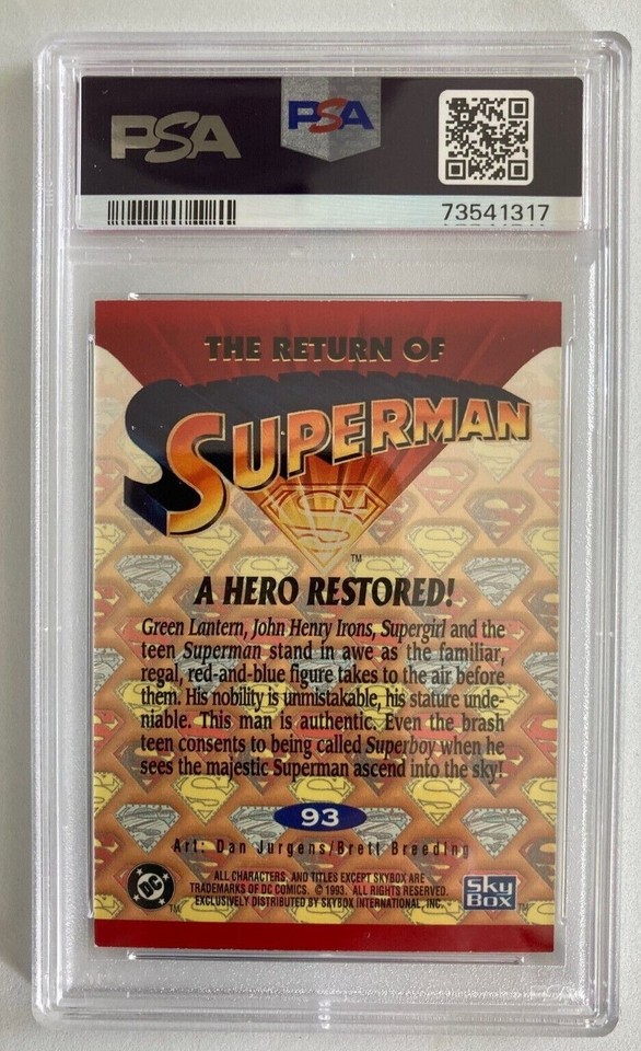 1993 Skybox The Return of Superman A Hero Restored Card #93 PSA Graded ...