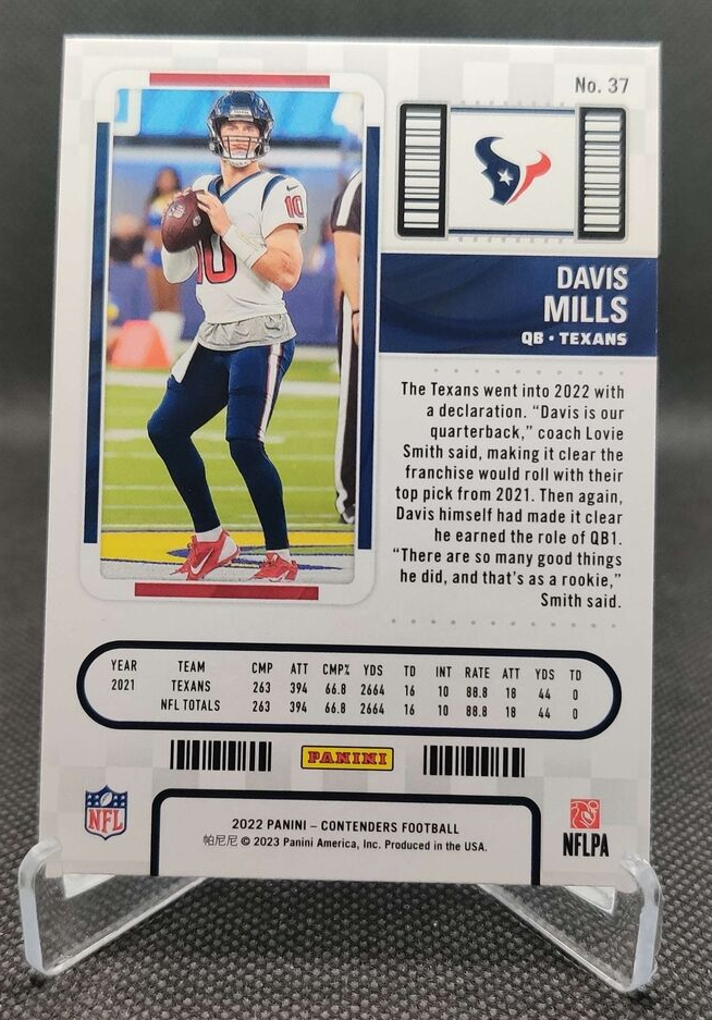 2022 Panini Contenders Season Ticket #37 Davis Mills Houston Texans ...