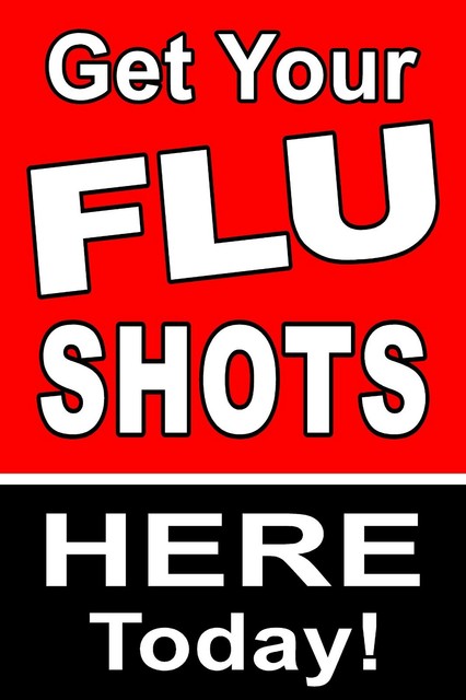 Flu Shots Here Today 24x36 advertising poster sign | eBay
