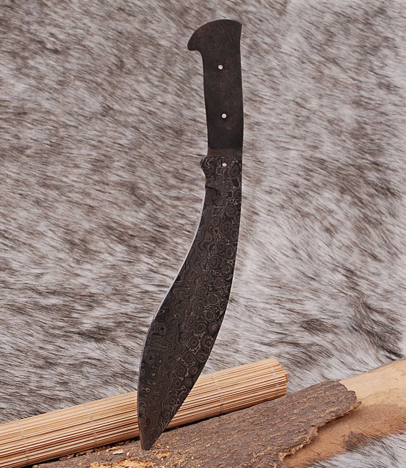 FULL TANG DAMASCUS STEEL HUNTING TRACKER SURVIVAL KUKRI BLANK BLADE ...