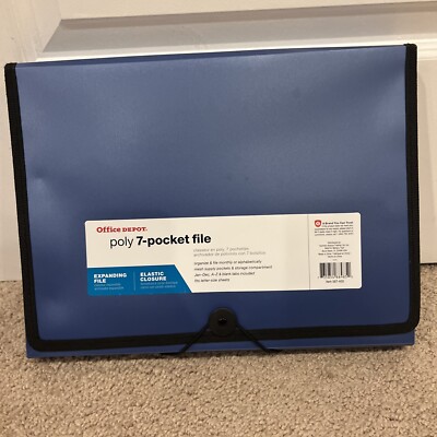 New 7 Pocket Letter Expanding File Folder Elastic Closure Blue Office ...