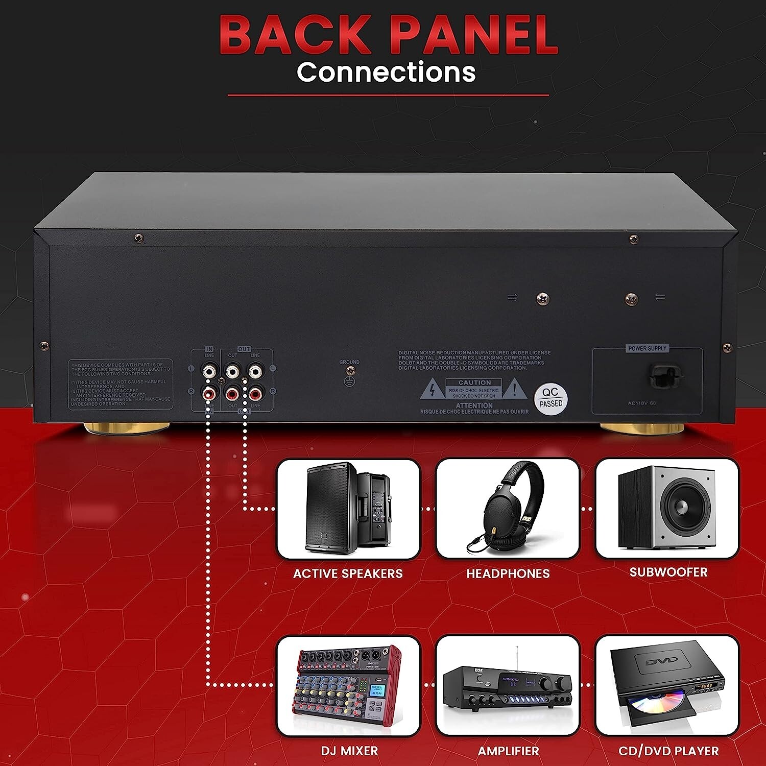 Pyle PT639D Dual Cassette Deck Stereo - Black for sale online | eBay