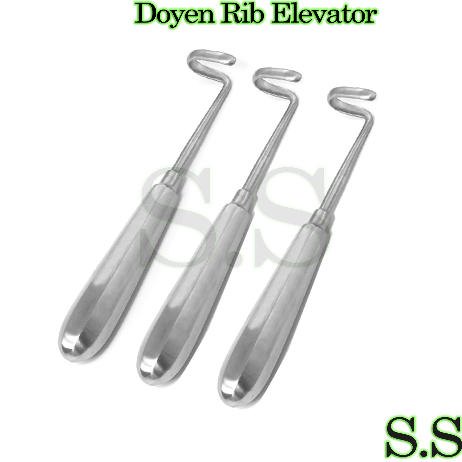 3 Pcs Surgical Elevators Doyen Rib Right 7" Curved Blade 3.2cm ...