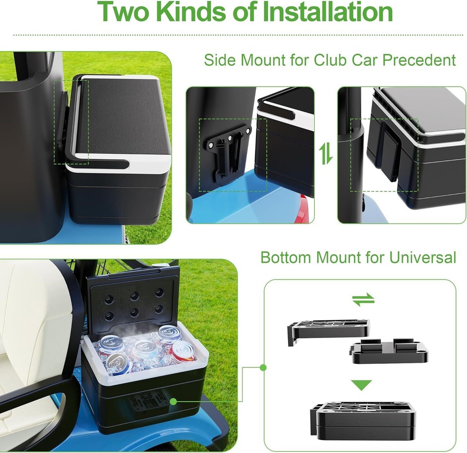 10L0L Golf Cart Cooler W/ Mount Bracket Universal for Yamaha Club Car ...