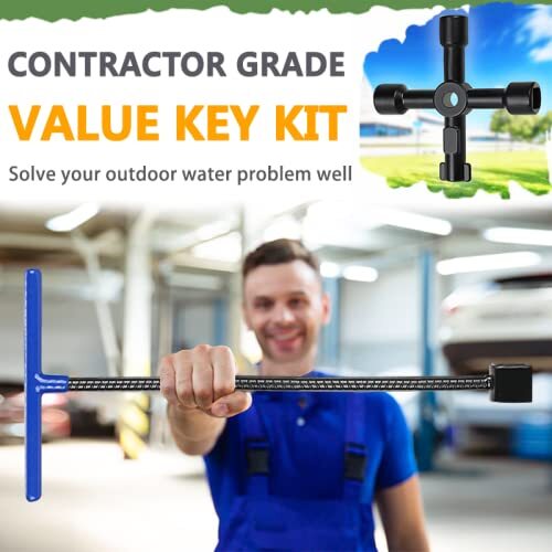 17 Inch Water Meter Key With 4-Way Multi-Functional Utilities Key ...