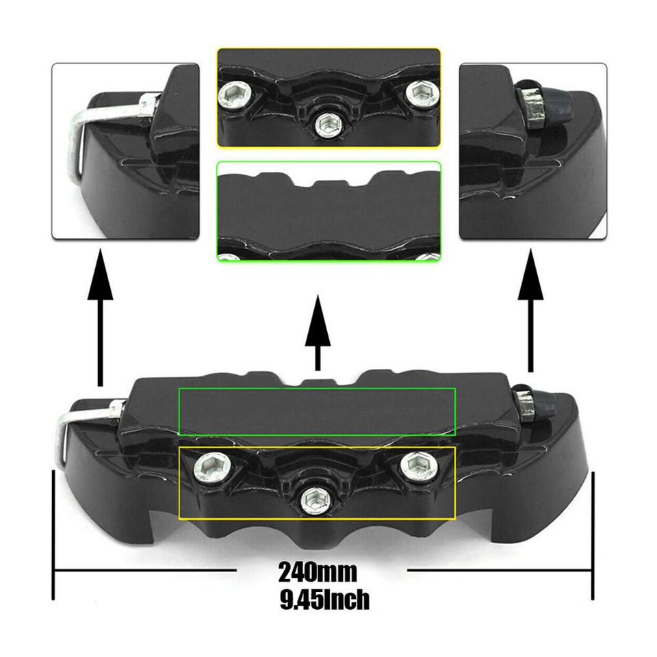 4PCS 3D Black Style Car Universal Disc Brake Caliper Covers Front ...