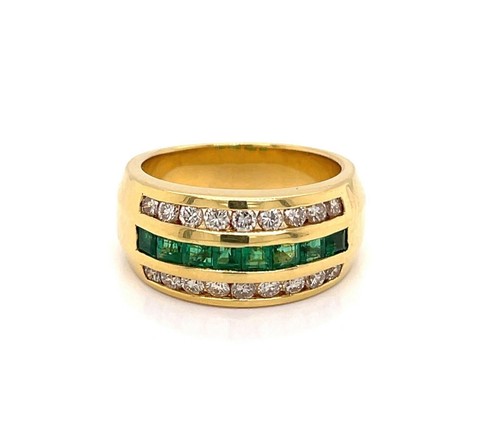 Craig Drake Diamond & Emerald 18k Yellow Gold Band Ring - Size 7 | eBay