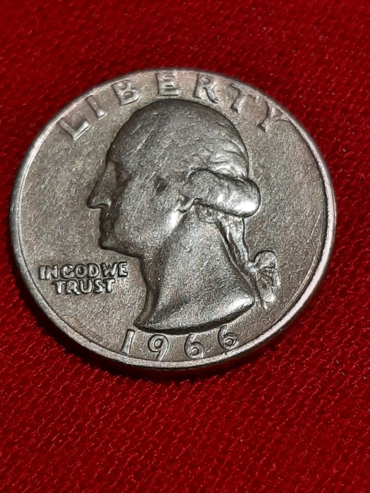 EXTREMELY RARE 1966 QUARTER NO MINT MARK, LETTERS ON RIM ERROR, LAST "A ...