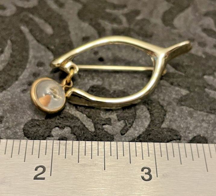 Wishbone Brooch Pin Gold Tone | eBay