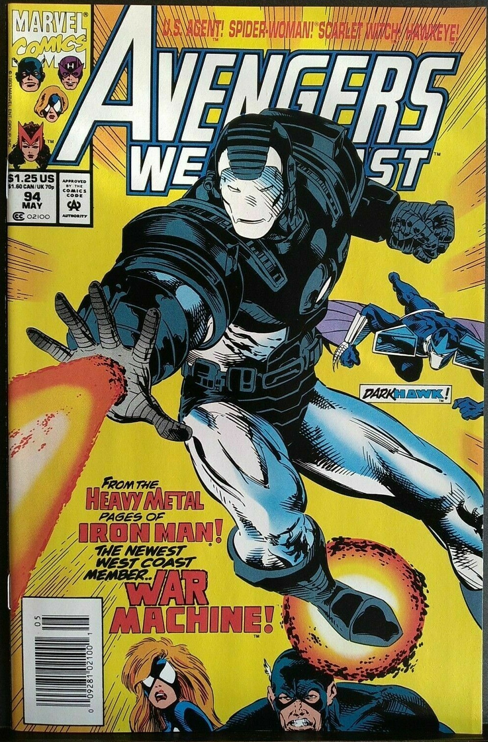 Avengers West Coast #94 Marvel Comics RHODEY WAR MACHINE Newsstand May ...