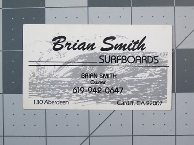 vtg Skateboard Surf co. business card Brian Smith Surfboards v2 | eBay