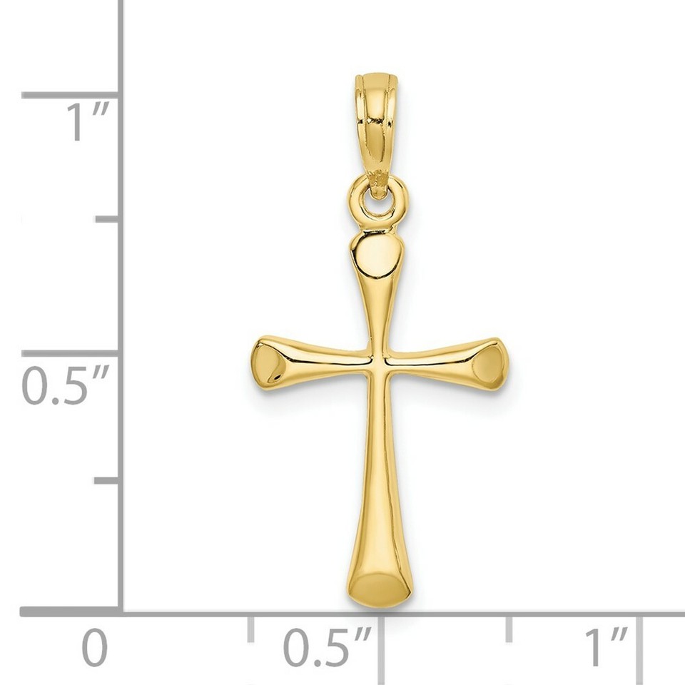 Real 10kt Yellow Gold Polished Beveled Tip Cross Charm | eBay
