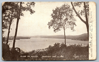 Postcard New York NY c.1900's B&W Along the Hudson River Peekskill Bay ...
