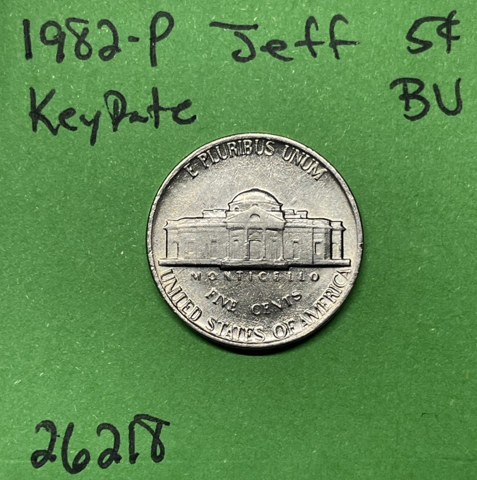 1982 P Jefferson Nickel 5c Choice BU Brilliant Uncirculated Mint State ...