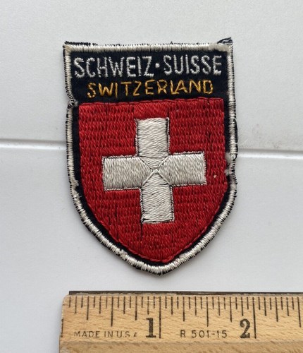 Schweiz-Suisse Switzerland Swiss Red Cross Black Embroidered Patch ...