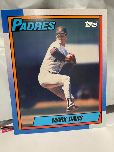 1990 TOPPS MARK DAVIS BASEBALL CARD 2 PAGE FOLDER # 205 SAN DIEGO ...