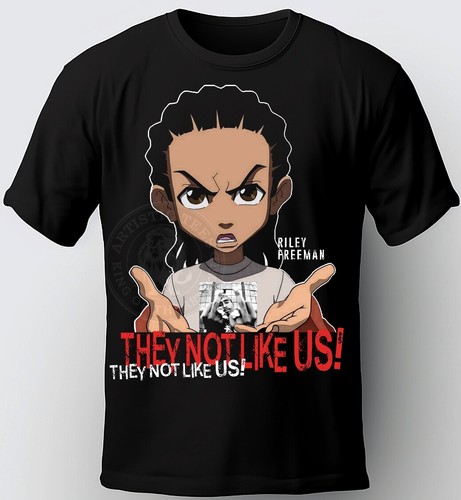 RILEY T-SHIRT. BLACK TEE. THEY NOT LIKE US. BOONDOCKS , HUEY FREEMAN ...