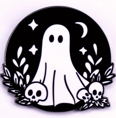 Ghost And Flower Enamel Pin | eBay