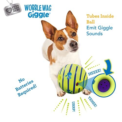 Wobble Wag Giggle Ball, Interactive Dog Toy, Fun Giggle Sounds When ...
