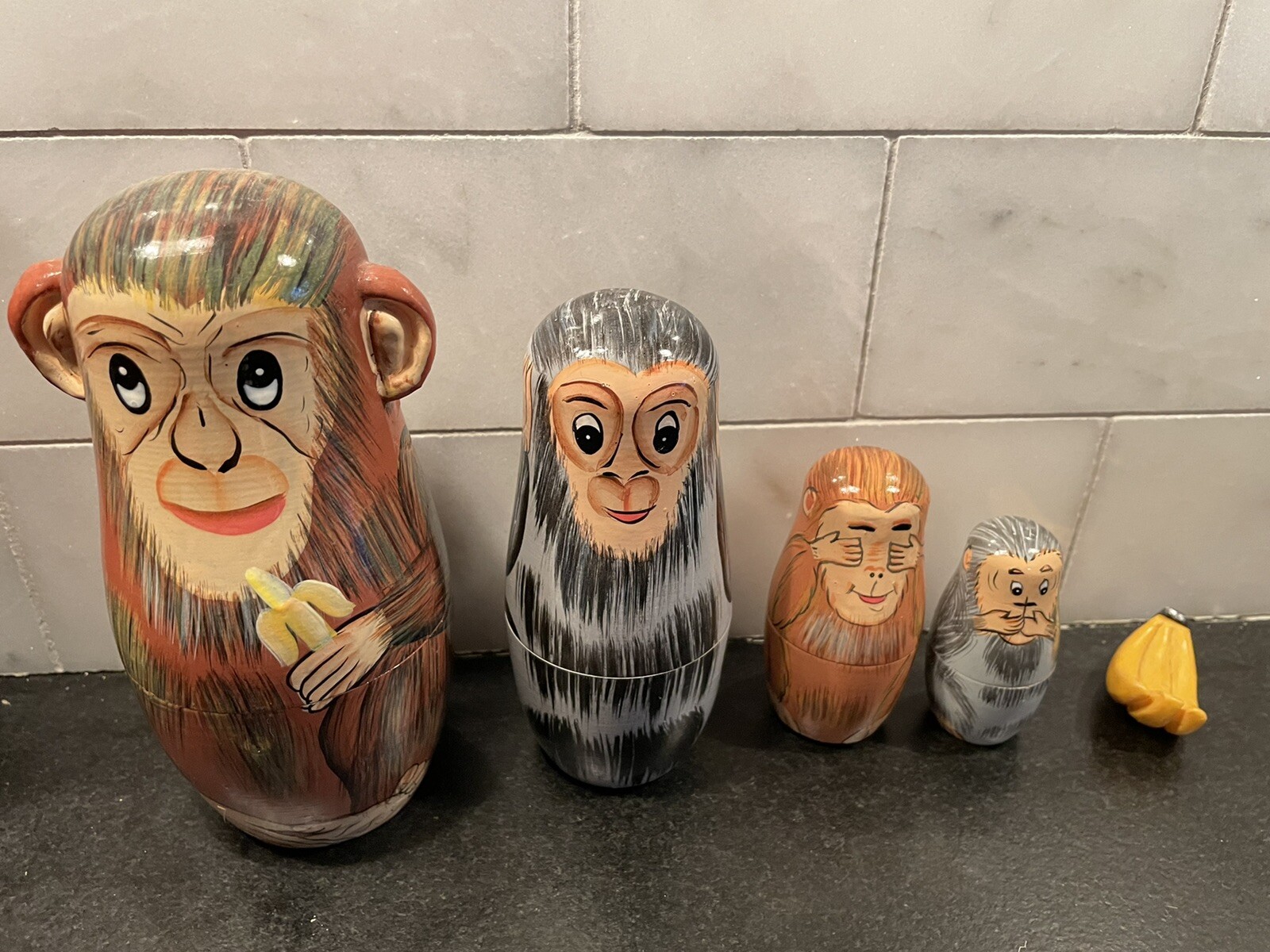 Monkey Nesting Dolls Bright Detailed Handpainted Matryoshka Animals ...