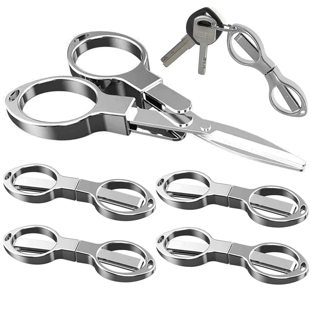 5PC Folding Camping Stainless Steel Scissors Keychain Scissor Mini ...