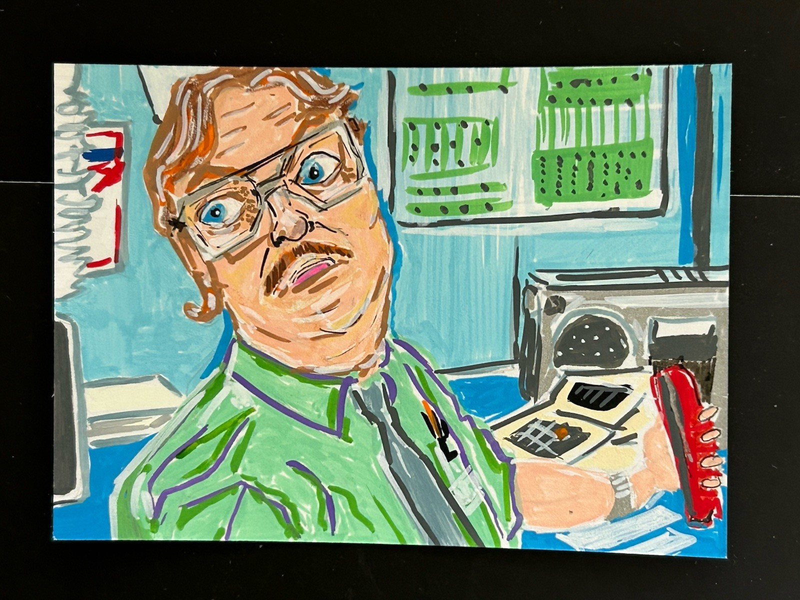 ACEO Sketch Card Office Space Initech Milton & Red Swingline Stapler ...