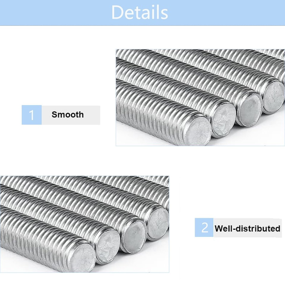 4Pcs M6-1.0 x 350mm Length Fully Threaded Rod, 304 Stainless Steel ...