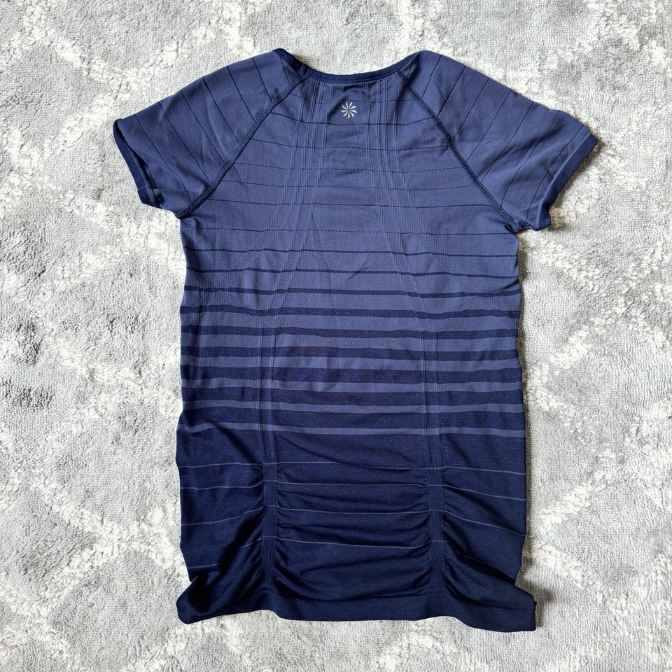 Athleta Women's Momentum Short Sleeve Tee XS Ruched Sides Gripper Hem ...