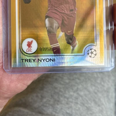 Trey Nyoni 2024-25 Topps Chrome Liverpool Gold Hyper