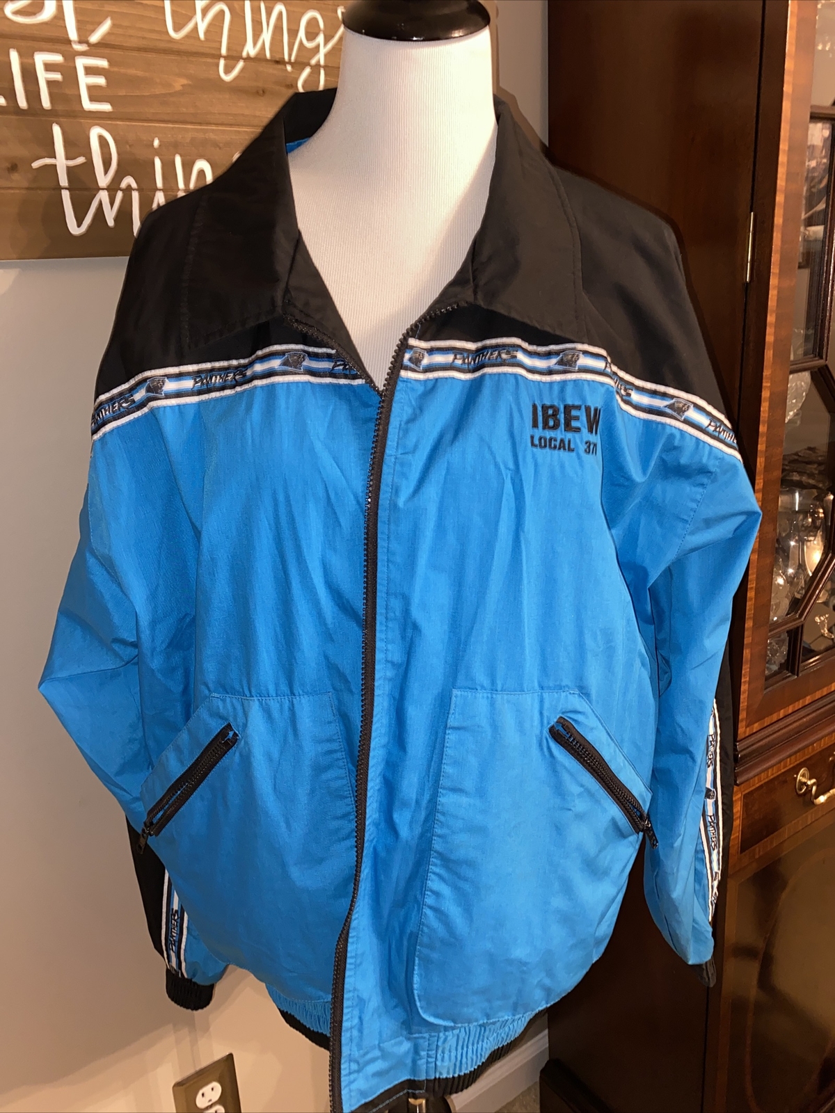Vintage Pro Player Carolina Panthers Jacket Size Medium IBEW Local 379 ...