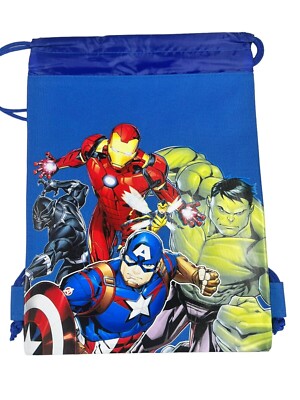 Marvel Avengers Kid's Drawstring Backpack School Sport Gym Bag - Blue ...
