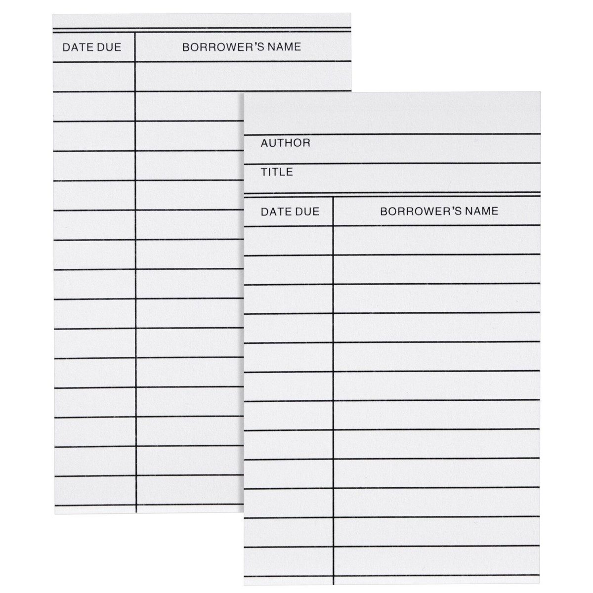 Library Checkout Card Template Printable