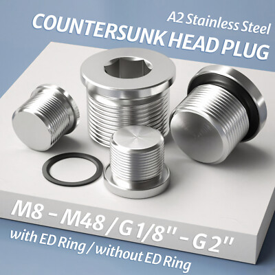 BSP Hydraulic Socket Blanking Plug, A2 Stainless Allen Key Countersunk ...