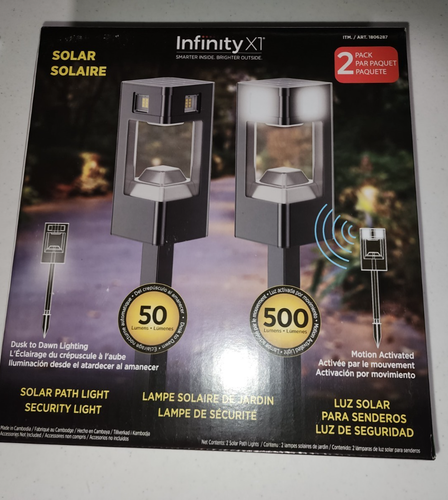Infinity X1 500 Lumens Motion Activated Solar Security Pathway light, 2 ...
