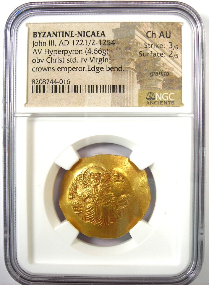 John III AV Gold Hyperpyron Christ & Mary Coin 1221 AD - Certified NGC ...
