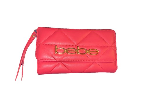 BEBE Hot Pink Quilted Trifold Wristlet Wallet Excellent Condition! | eBay