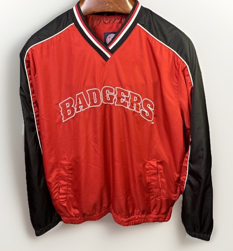 VTG Wisconsin Badgers Jacket Mens M Red Black White Windbreaker ...